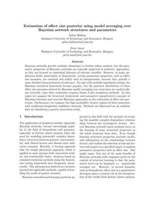 pdf estimation of effect size posterior using model averaging over bayesian network structures