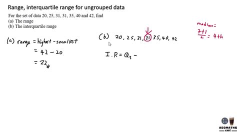 range interquartile range for ungrouped data youtube