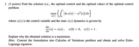 solved 1 5 points find the solution i e the optimal
