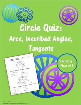 Circles Arcs Tangents Inscribed Angles Formative Assessment Quiz Geometry