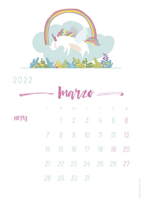 Calendario Mensual Marzo Megustaenpapel