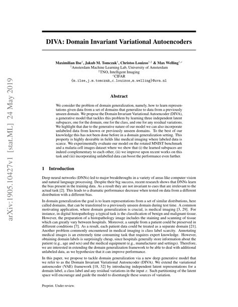 pdf diva domain invariant variational autoencoders