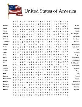 United States Of America Geography Worksheet States Word Search