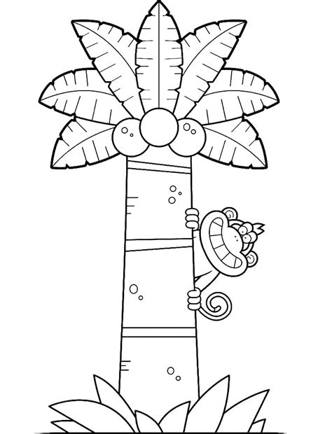 Dibujos De Mono Divertido Y Palmera Para Colorear Para Colorear Pintar