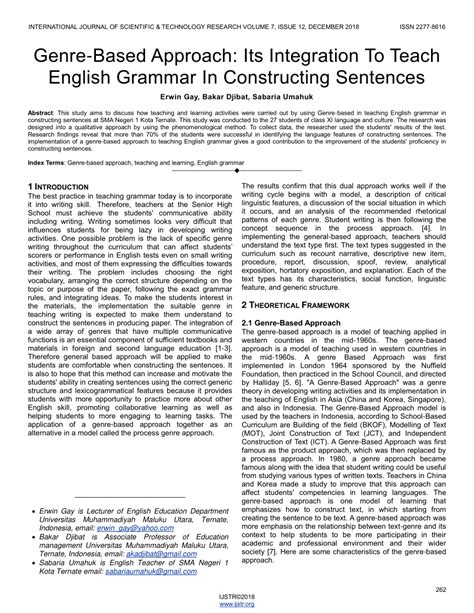 pdf genre based approach its integration to teach english grammar in constructing sentences