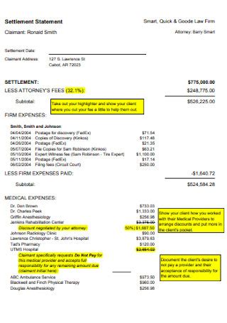 Free Settlement Statement Template Of Free Settlement Statement