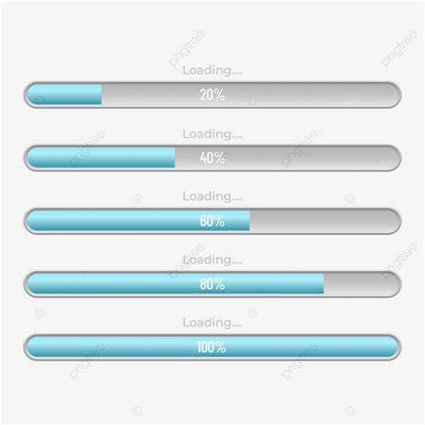 Set Of Blue Loading Progress Bar In Gradation Color Vector Loading