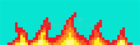 Fuego De Píxeles Art 8 Bit Objetos De Fuego Juego De Iconos Efectos