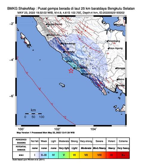 Bengkulu Diguncang Gempa Bumi Magnitudo 4 9 Terasa Hingga Lampung