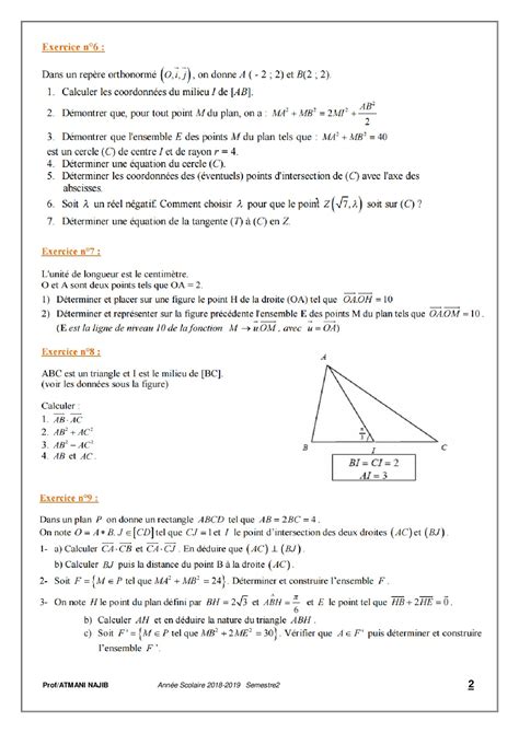 Le produit scalaire dans le plan Exercices corrigés 1 AlloSchool