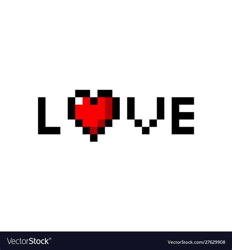 Pixel Art Love Sign With Red Heart Icon Royalty Free Vector