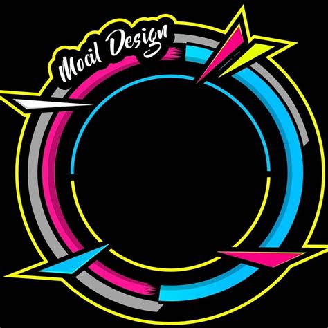 The Logo For Mad Design Is Shown In Neon Colors And Has An Arrow