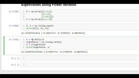 find eigenvalue using power iteration in python youtube