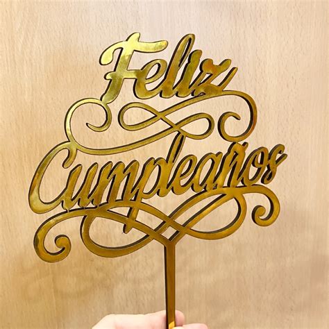 Cake Topper Feliz Cumpleaños Dorado o Plateado Cotillón Party Expres