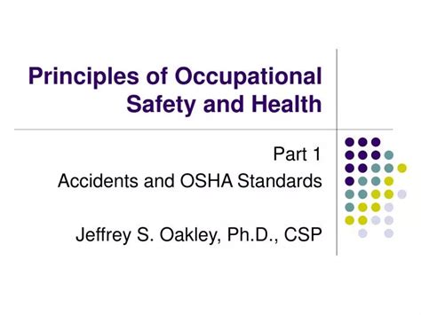 PPT Principles Of Occupational Safety And Health PowerPoint