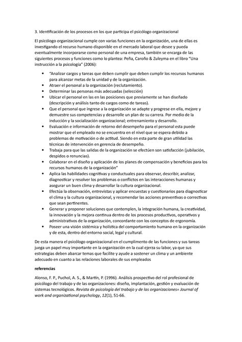 Rol del psicologo Organizacional TA2 Identificación de los procesos