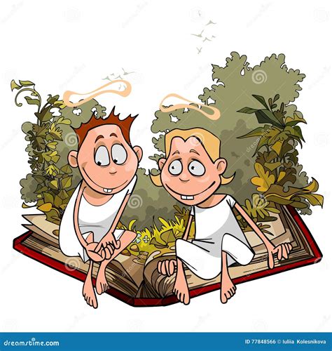 Les Anges De Bande Dessinée Aux Usines Se Reposent Sur Un Grand Livre