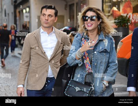 Vincenzo Montella And His Partner Rachel Di Fiore Out Shopping