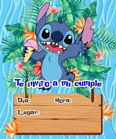 Invitación stitch lilo y stitch cumpleaños fiesta invitación di