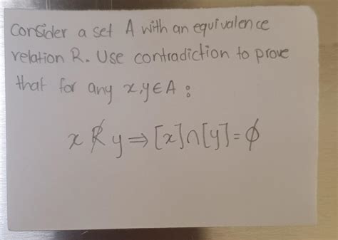 solved consider a set a with an equivalence relation r use