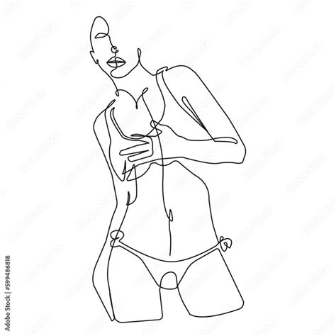 Abstract Woman Body Line Art Drawing Female Figure Black Lines Drawing
