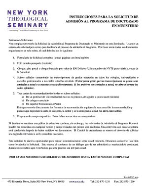 Fillable Online Nyts INSTRUCCIONES PARA LA SOLICITUD DE ADMISI N AL