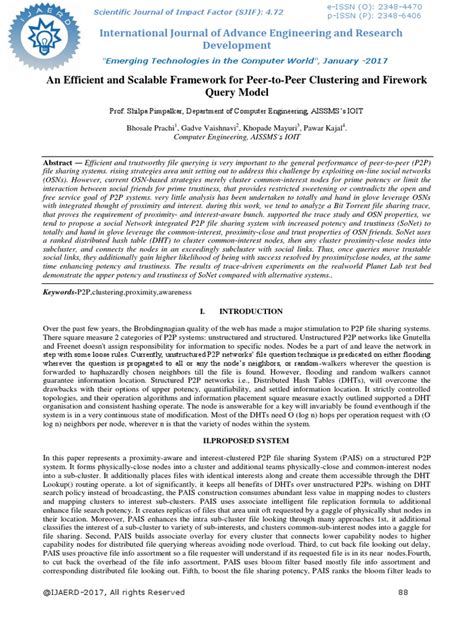 an efficient and scalable framework for peer to peer clustering and firework query model