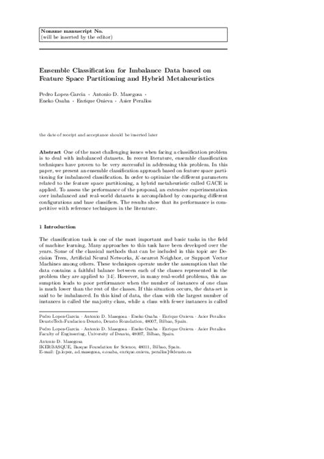 pdf ensemble classification for imbalanced data based on feature space partitioning and hybrid
