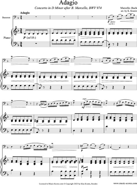 Bach BWV974 2nd Movement Adagio Of Marcello D Minor Concerto Bassoon