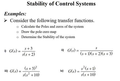 SOLVED Stability Of Control Systems Examples Consider The Following