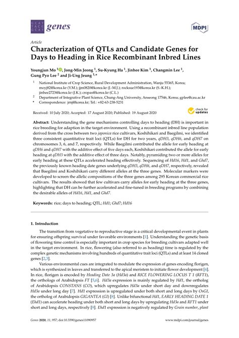 pdf characterization of qtls and candidate genes for days to heading in rice recombinant