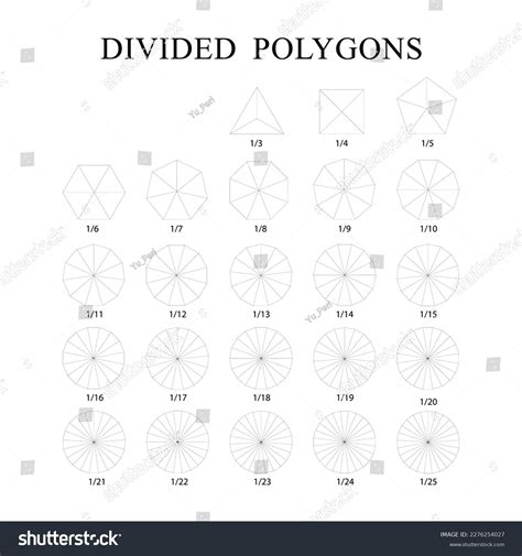 Polygons Divided Into Equal Segments 3 Stock Vector Royalty Free