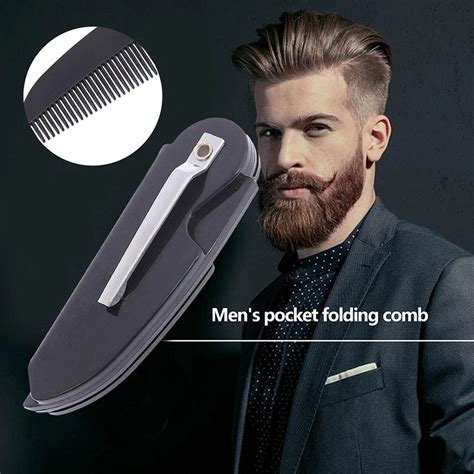 Brosse Barbe Noire Pliable En Plastique Pour Homme Mini Peigne