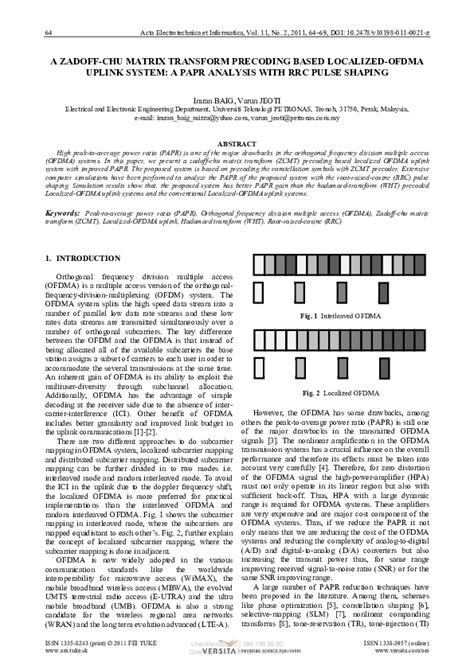 pdf a zadoff chu matrix transform precoding based localized ofdma uplink system a papr