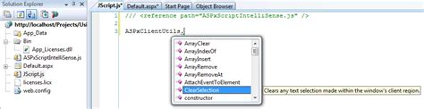 intellisense for client api asp controls and mvc extensions devexpress documentation