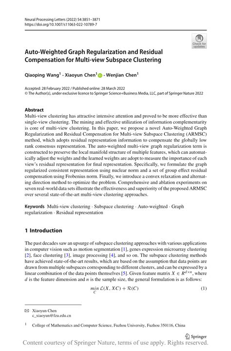 auto weighted graph regularization and residual compensation for multi view subspace clustering
