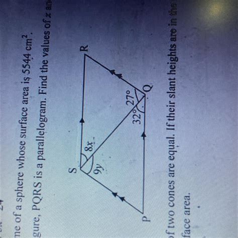 3 In The Given Figure PQRS Is A Parallelogram Find The Values Of X