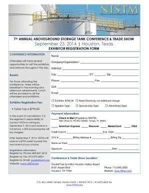 Fillable Online Nistm 7 ANNUAL ABOVEGROUND STORAGE TANK CONFERENCE