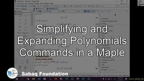 simplifying and expanding polynomials commands in a maple math lecture sabaq pk youtube