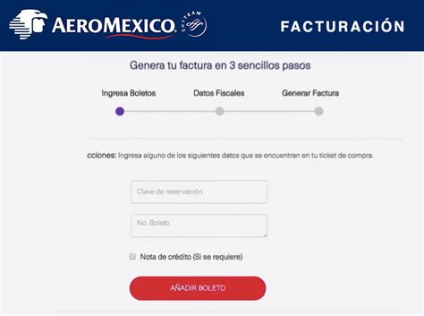 Aeroméxico Facturacion Electrónica Facturar en Línea