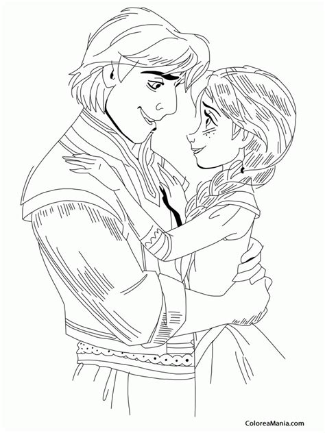 Colorear Kristoff Y Anna Frozen Dibujo Para Colorear Gratis