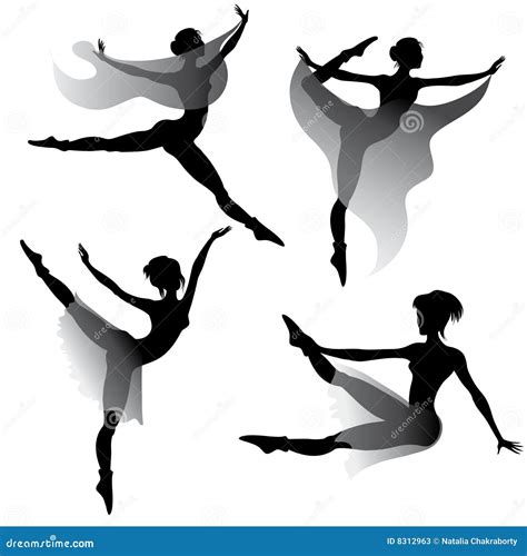 Conjunto De La Mujer Que Baila Ballet Moderno Ilustración del Vector