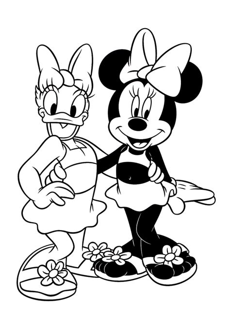 Minnie E Margarida Na Praia Para Colorir Imprimir Desenhos