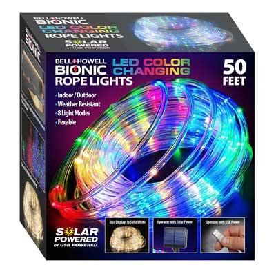 Bell Howell Bionic Color Changing Solar LED Rope Light 50 Ft