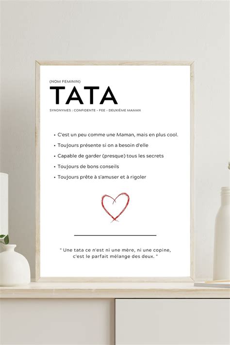 Affiche définition tata poster idéale pour offrir en cadeau de noël à