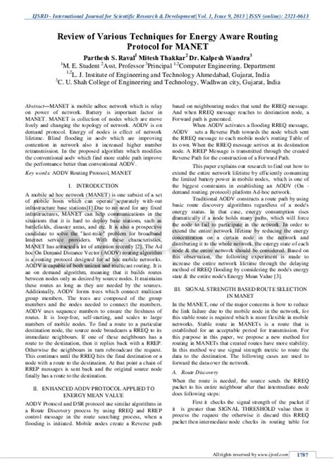 pdf review of various techniques for energy aware routing protocol for manet ijsrd