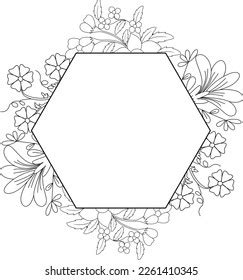 Hexagon Frame Svg Floral Frame Svg Stock Vector Royalty Free