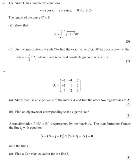 solved 6 the curve c has parametric equations x tcost y
