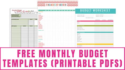 Free Monthly Budget Templates Printable PDFs