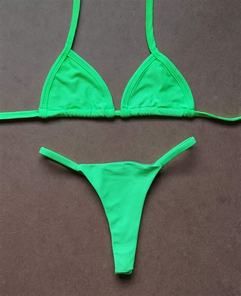 Biquini Fio Dental Fita Verde Lim O Carol Moda Praia